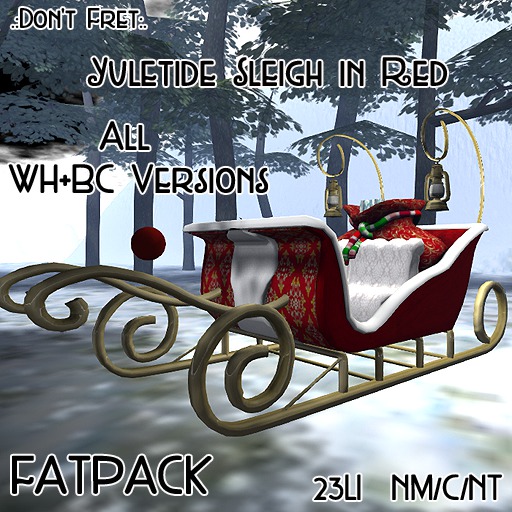 Second Life Marketplace - .:Don't Fret:. Yuletide Sleigh (Red) FATPACK