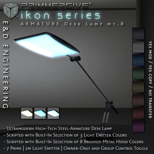 Second Life Marketplace - ikon.ARMATURE Ultramodern Desk Lamp Office ...