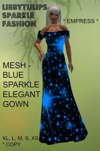 Second Life Marketplace - * Empress * Blue Sparkle Elegant Gown - Mesh