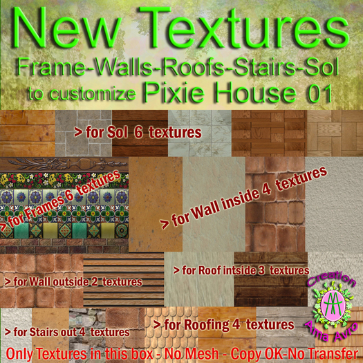 Second Life Marketplace - New Textures (Wall, Roof in/outside) for ...