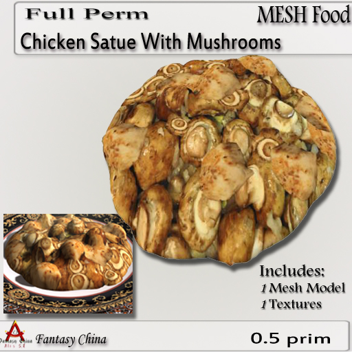 Second Life Marketplace - FC- Mesh Chicken Satue With Mushrooms full perm