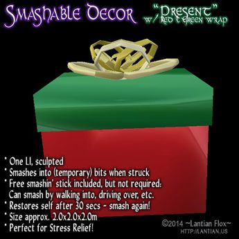 Second Life Marketplace - Smashable Decor! - Present (sculpt, red/green ...