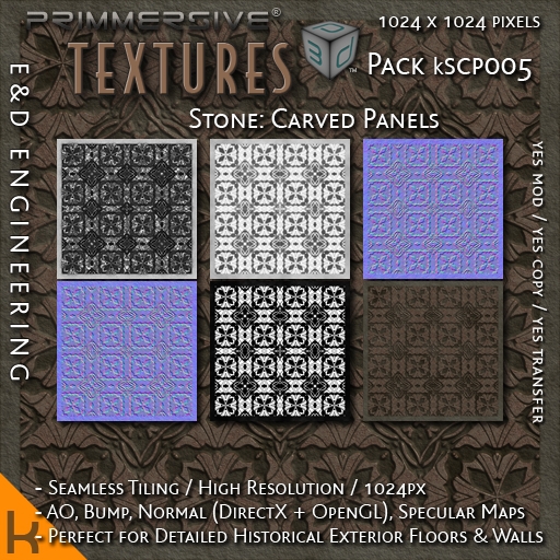 Second Life Marketplace - [kSCP005] 1024px Carved Stone Textures with ...