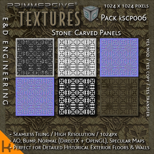 Second Life Marketplace - [kSCP006] 1024px Carved Stone Textures with ...