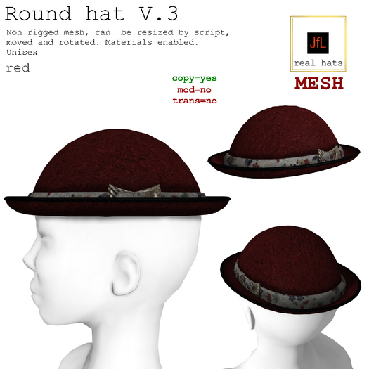 Second Life Marketplace - Round hat V.3 red boxed