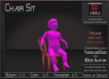 Second Life Marketplace - ToddleeDoo *Chair Sit* Animations for Builders