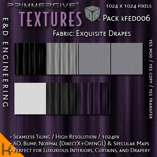 Second Life Marketplace - [kFED006] 1024px Curtain and Drapes Kits with ...