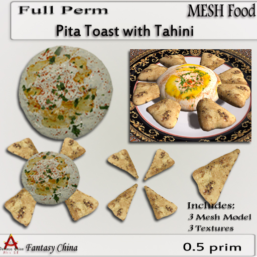 Second Life Marketplace - Fantasy China Mesh Pita Toast with Tahini ...
