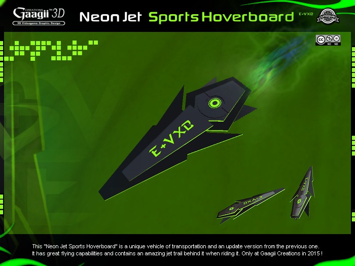 Second Life Marketplace - Gaagii 3D - Neon Jet - Sports Hoverboard