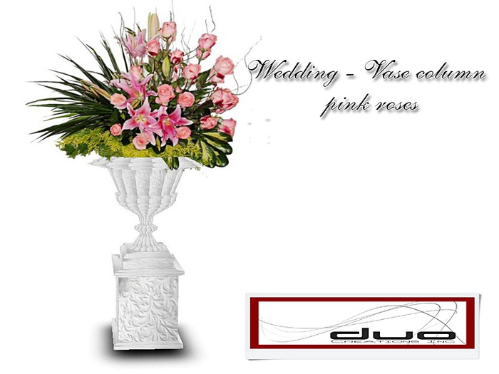 Second Life Marketplace - Wedding - Vase column - pink roses