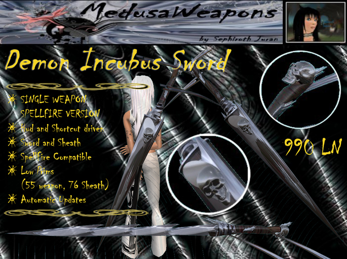 Second Life Marketplace - ~ Medusa Weapons ~ Demon Incubus Single Sword ...