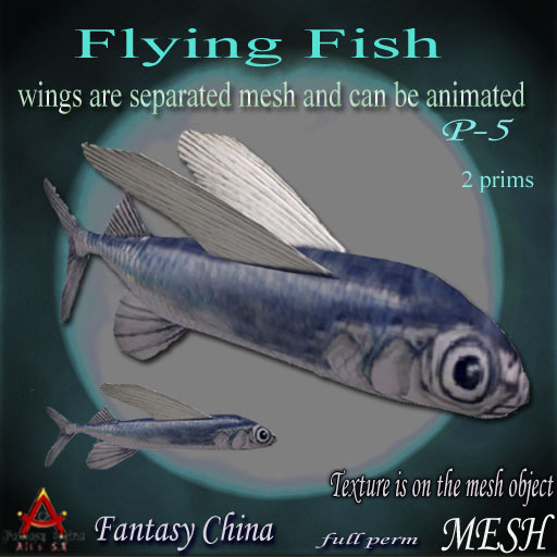 Second Life Marketplace - Fantasy China Mesh Flying Fish full perm