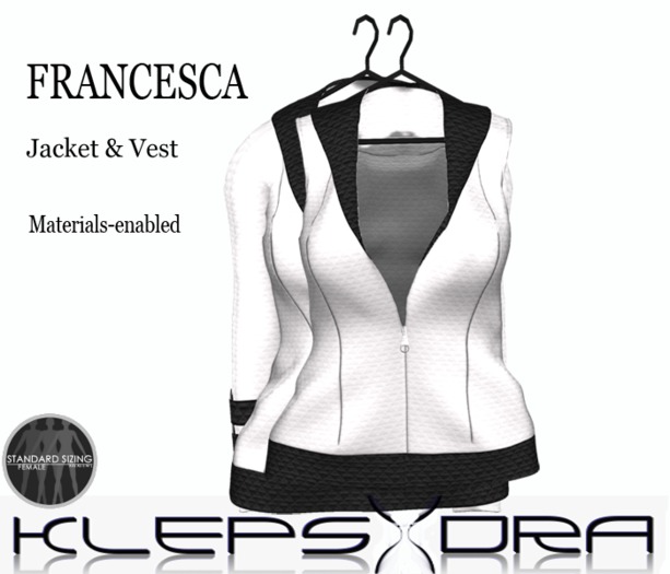 Second Life Marketplace Klepsydra Francesca Jacketandvest Monochrome