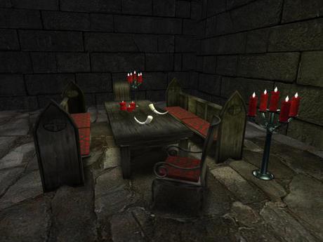 Second Life Marketplace - Gothic Bench Church Pew, Stool & Table Vampire