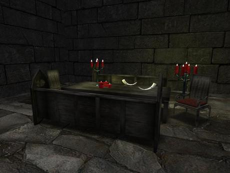 Second Life Marketplace - Gothic Bench Church Pew, Stool & Table Vampire