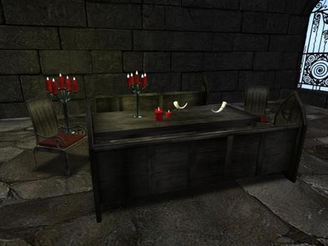 Second Life Marketplace - Gothic Bench Church Pew, Stool & Table Vampire