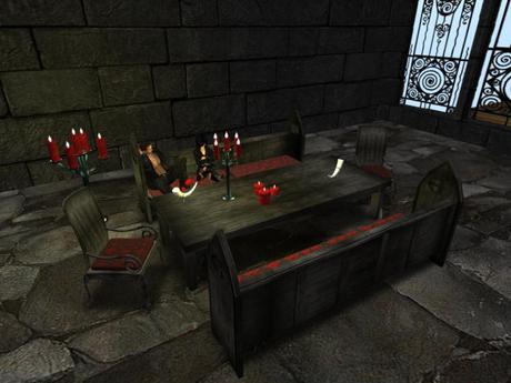 Second Life Marketplace - Gothic Bench Church Pew, Stool & Table Vampire