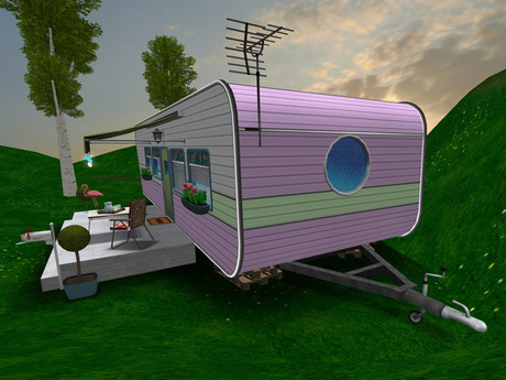 Second Life Marketplace - Retro Mesh Trailer Home PINK