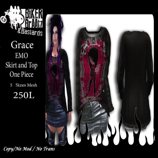 Second Life Marketplace - Biker BrAAtz Grace Dress Emo