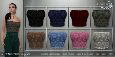 Second Life Marketplace - DANIELLE Monaco Tops Majestic