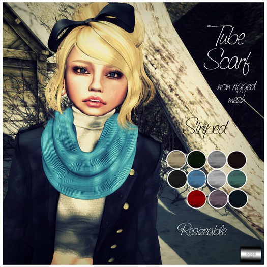 Second Life Marketplace - Tube Scarf 'striped' (mesh) - even.flow
