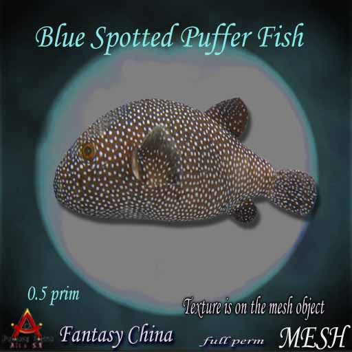 Second Life Marketplace - Fantasy China Mesh Blue Spotted Puffer Fish ...