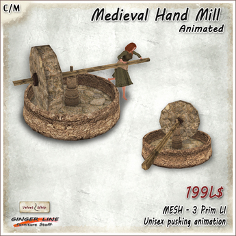 Second Life Marketplace - [Ginger Line] Medieval Hand Mill Animated