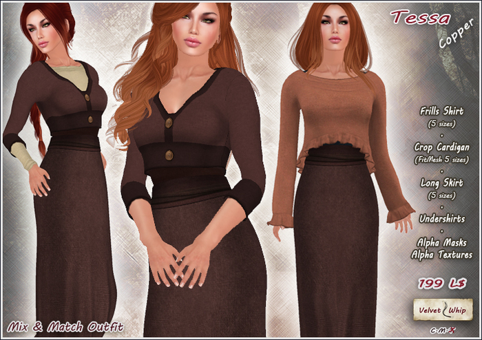 Second Life Marketplace - [V/W] Tessa Outfit Copper - Fantasy retro ...