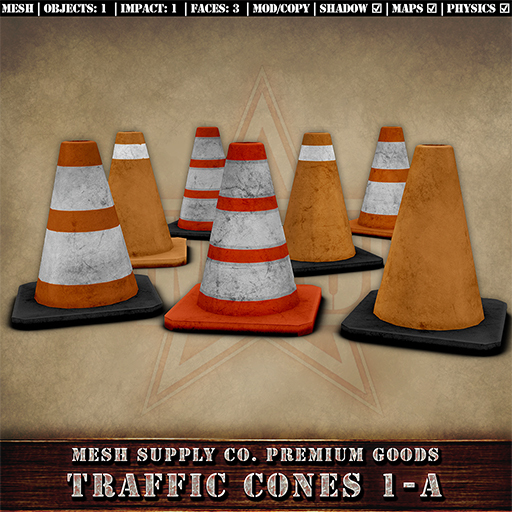 Second Life Marketplace - [MSC] - Traffic Cone (1-A) - Mesh Supply Co ...