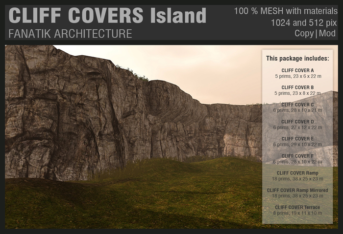 Second Life Marketplace - :Fanatik Architecture: CLIFF COVERS Island ...