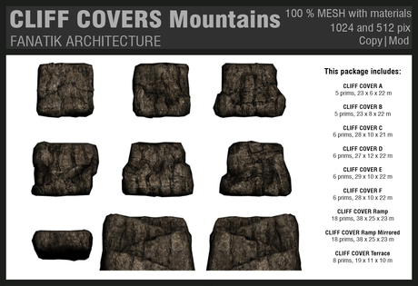 Second Life Marketplace - :Fanatik Architecture: CLIFF COVERS Mountain ...