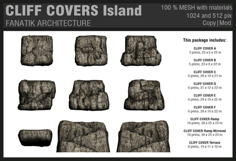 Second Life Marketplace - :Fanatik Architecture: CLIFF COVERS FATPACK ...