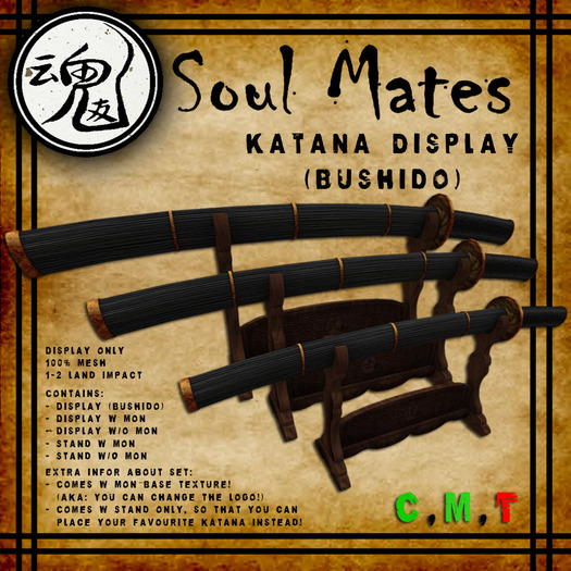 Second Life Marketplace - [Soul Mates] Katana Display Bushido Box