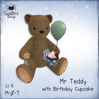 Second Life Marketplace - Mr Teddy with Birthday Cupcake