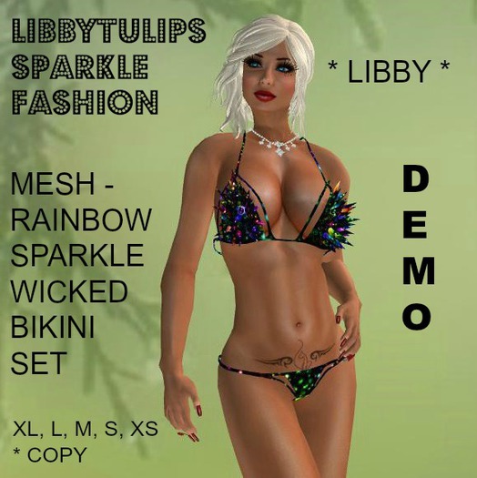 Second Life Marketplace - * Libby * DEMO Sparkle Wicked Bikini Set - Mesh