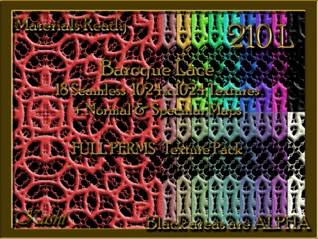 Second Life Marketplace - *Kushi* Baroque Lace Alpha Seamless Textures ...