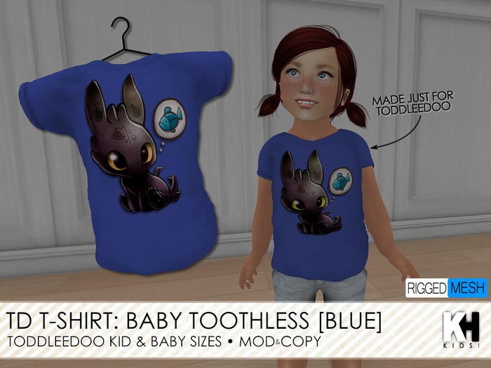 Second Life Marketplace - KH Kids! Toddleedoo T-Shirt: Baby Toothless ...