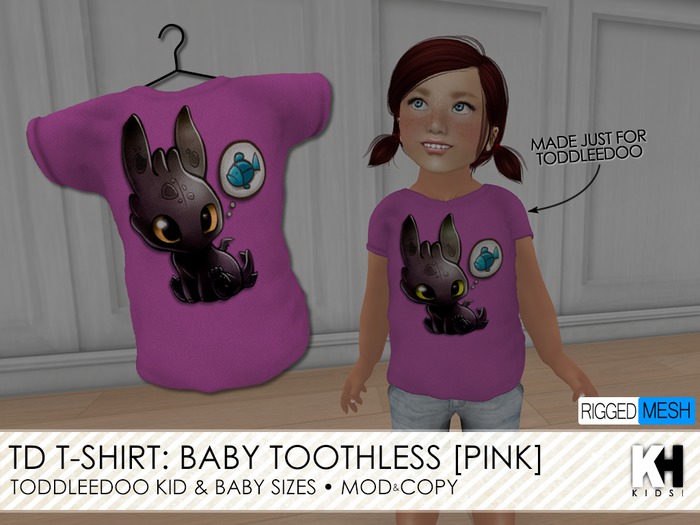 Second Life Marketplace - KH Kids! Toddleedoo T-Shirt: Baby Toothless ...