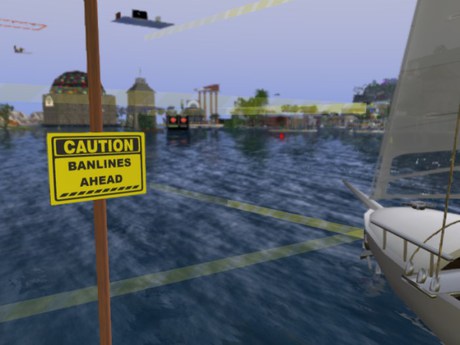 Second Life Marketplace - CAUTION BANLINES AHEAD warning sign