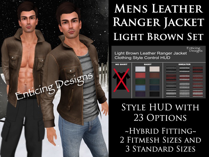 Second Life Marketplace - *ED HUD Driven Mens Mesh Light Brown Leather ...