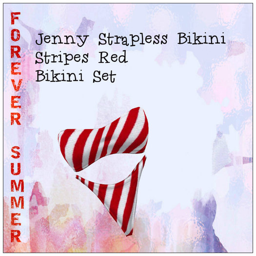 Second Life Marketplace - {FS}Jenny Strapless Bikini Stripes Red Bikini Set