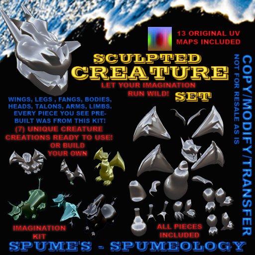 Second Life Marketplace - CREATURE UV MAP SCULPT SET & KIT (Feed the ...