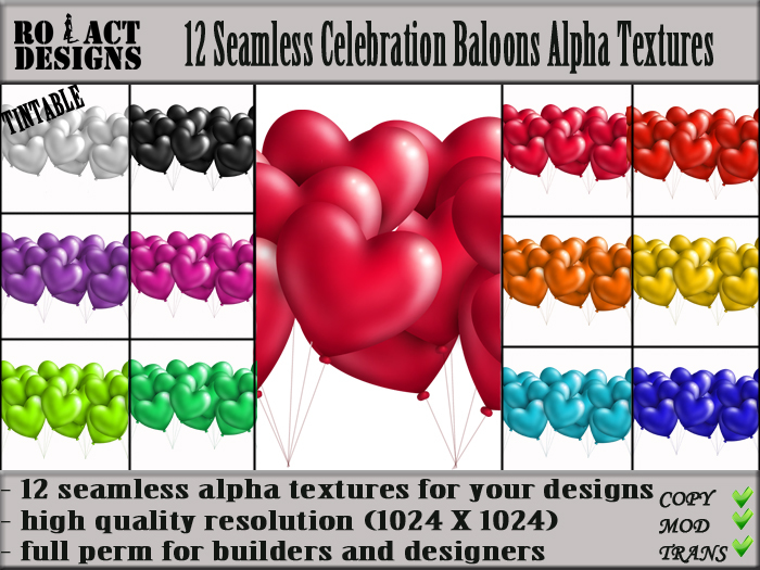 Second Life Marketplace - Ro!Act Designs 12 Seamless Celebration ...