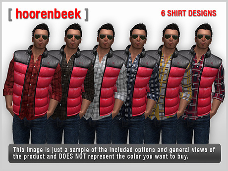 Second Life Marketplace - Mesh Down Vest with Shirt & HUD - Red