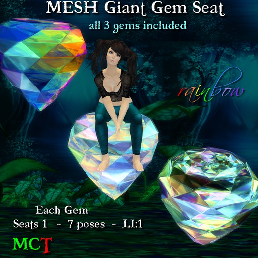 Second Life Marketplace - ~tc~ Mesh Giant Gem Seat Set - Rainbow