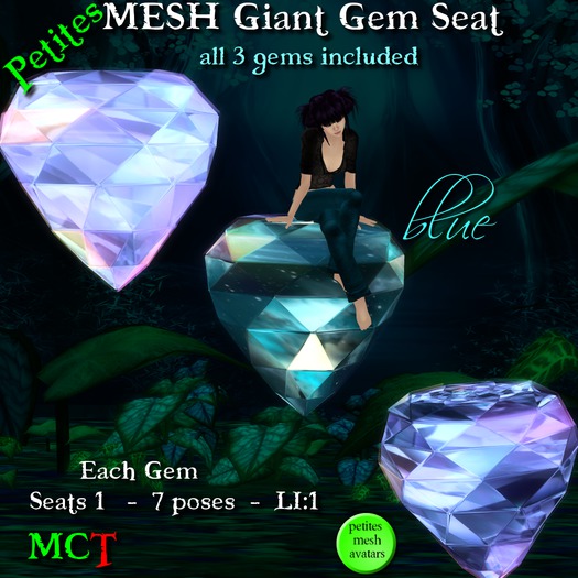 Second Life Marketplace - ~tc~ (P) Mesh Giant Gem Seat Set - Blue