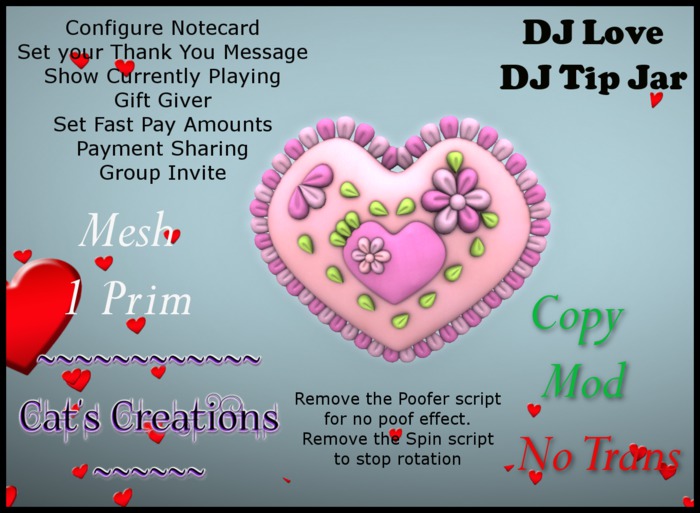 Second Life Marketplace - DJ Love Pink Tip Jar