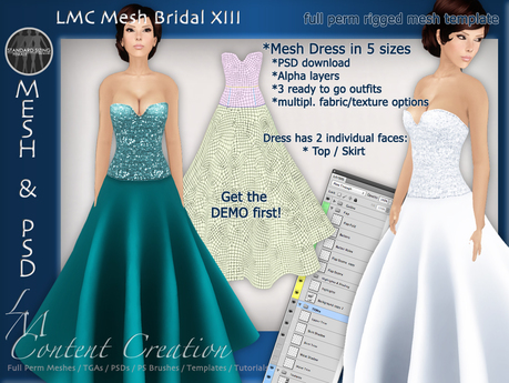 Second Life Marketplace - LMC Mesh Templates - Bridal XIII - fully ...