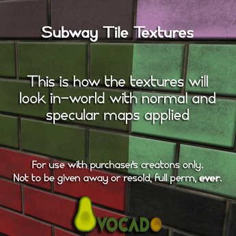 Second Life Marketplace - \\ Avocado // Subway Tiles - Dirty Grout