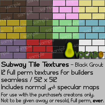 Second Life Marketplace - \\ Avocado // Subway Tiles - Black Grout